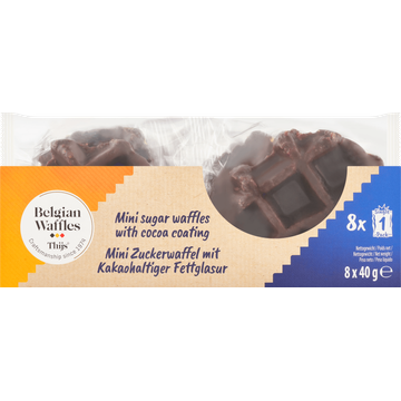 Belgian Waffles Thijs Mini Suikerwafel met Cacaobedekking 8 x 40 g ...