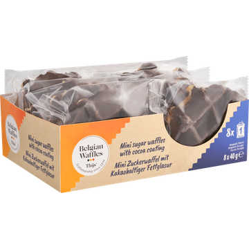 Belgian Waffles Thijs Mini Suikerwafel met Cacaobedekking 8 x 40 g ...