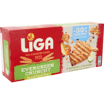 LiGA Evergreen Crunchy Koekjes Muesli Appel-Peer 6 x 2 Stuks 225g ...