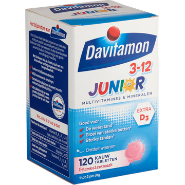 Davitamon Junior 3-12 kauwvitamines framboos, 120 stuks bestellen? | Jumbo