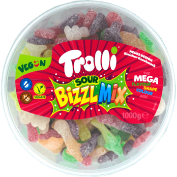 Trolli Sour Bizzl Mix Fruitgom 1000 g bestellen? | Jumbo