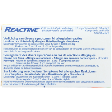Reactine Tabletten bij hooikoorts of allergie 10 mg, 21 stuks bestellen ...